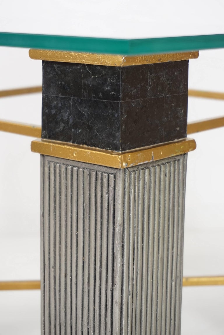 Black Marble and Glass Coffee Table Hollywood Regency Style at 1stDibs