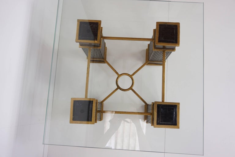 Black Marble and Glass Coffee Table Hollywood Regency Style at 1stDibs