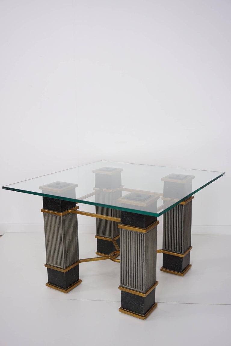 Black Marble and Glass Coffee Table Hollywood Regency Style at 1stDibs