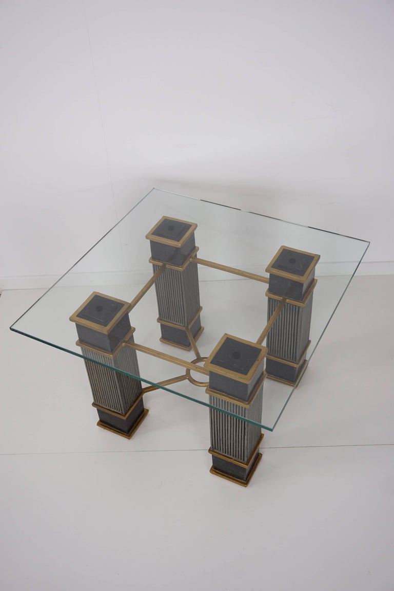 Black Marble and Glass Coffee Table Hollywood Regency Style at 1stDibs