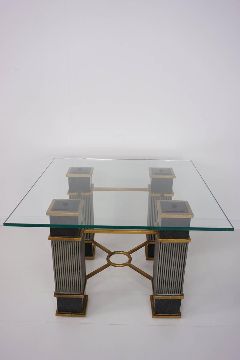 Black Marble and Glass Coffee Table Hollywood Regency Style at 1stDibs