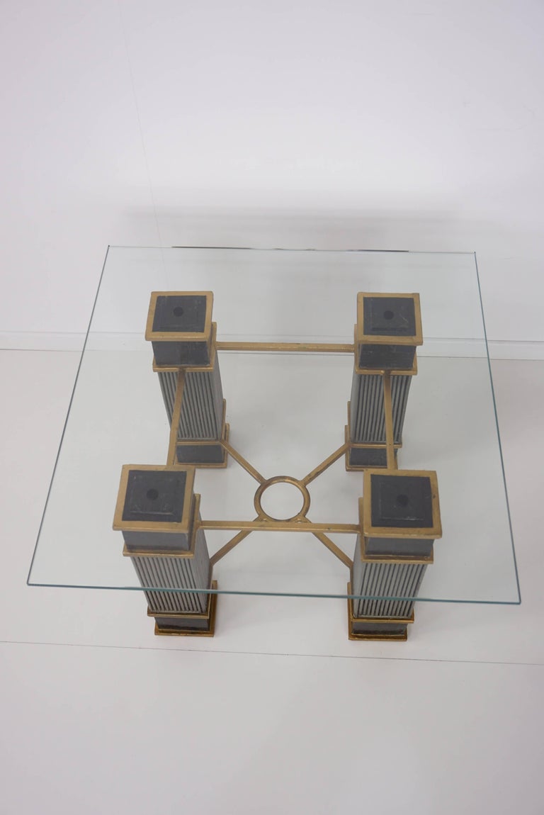 Black Marble and Glass Coffee Table Hollywood Regency Style at 1stDibs