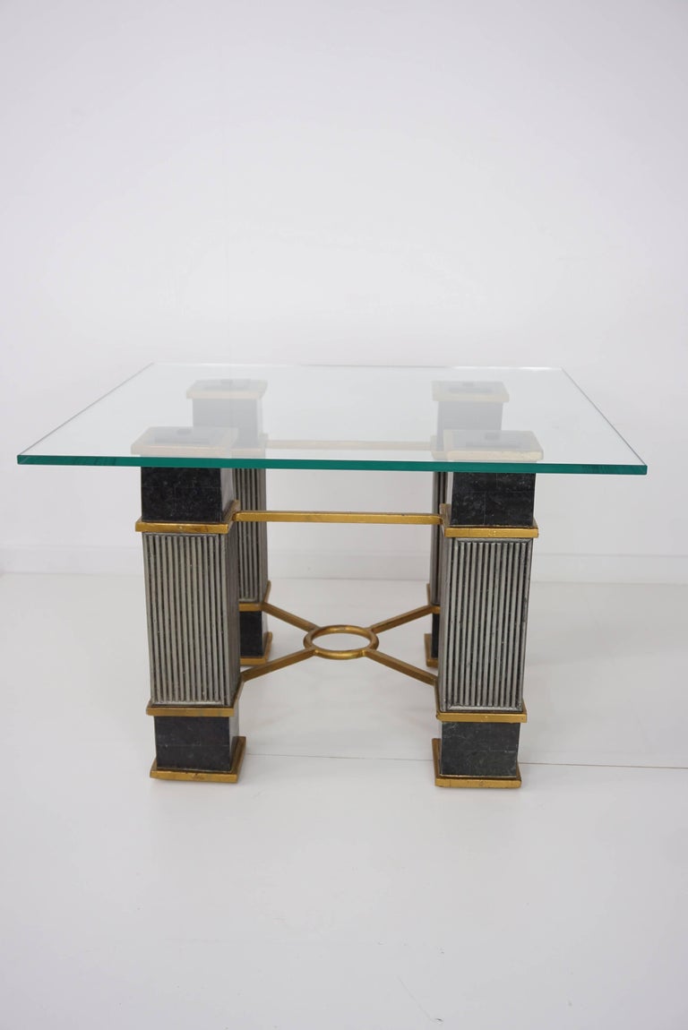 Black Marble and Glass Coffee Table Hollywood Regency Style at 1stDibs