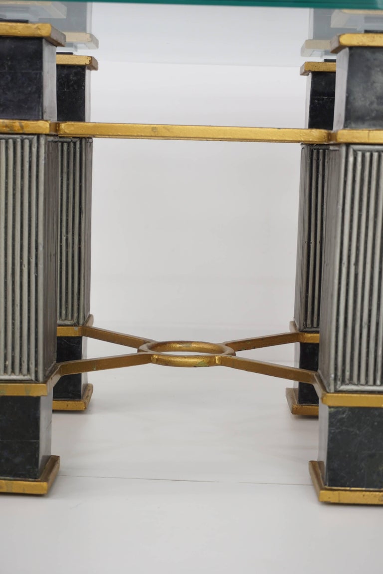 Black Marble and Glass Coffee Table Hollywood Regency Style at 1stDibs