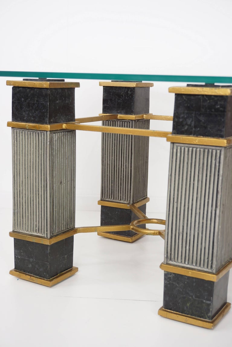 Black Marble and Glass Coffee Table Hollywood Regency Style at 1stDibs