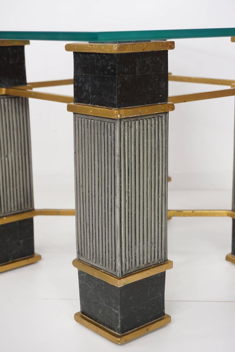 Black Marble and Glass Coffee Table Hollywood Regency Style at 1stDibs