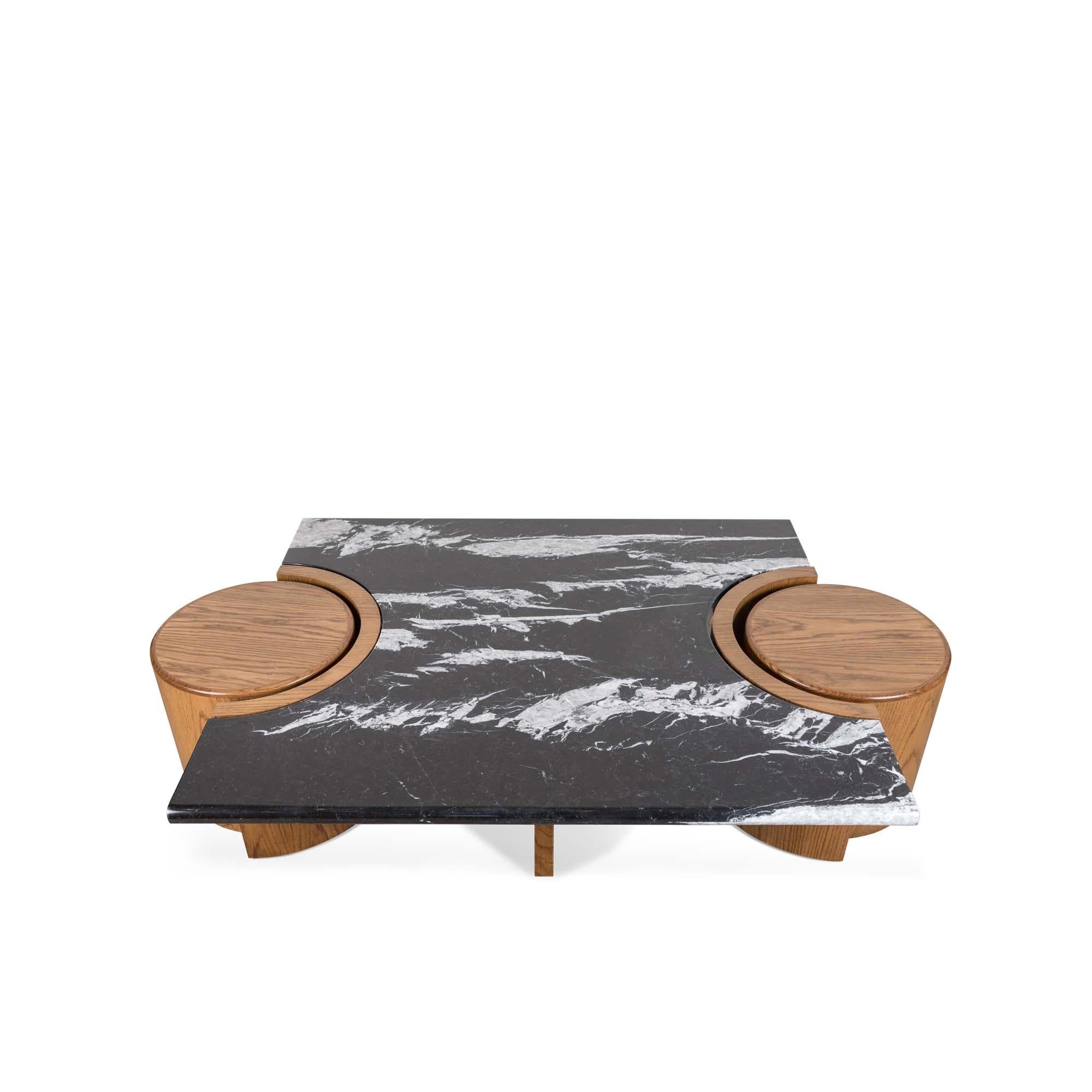 Black Marble and Oak Prospect Coffee Table by Lawson-Fenning For Sale at 1stDibs