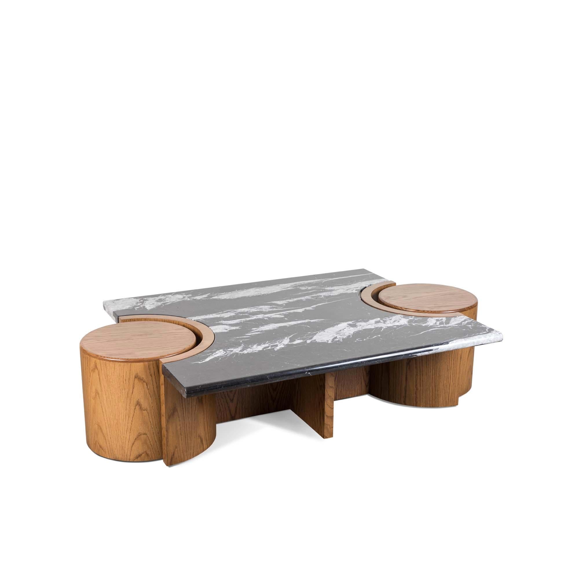 Black Marble and Oak Prospect Coffee Table by Lawson-Fenning For Sale at 1stDibs