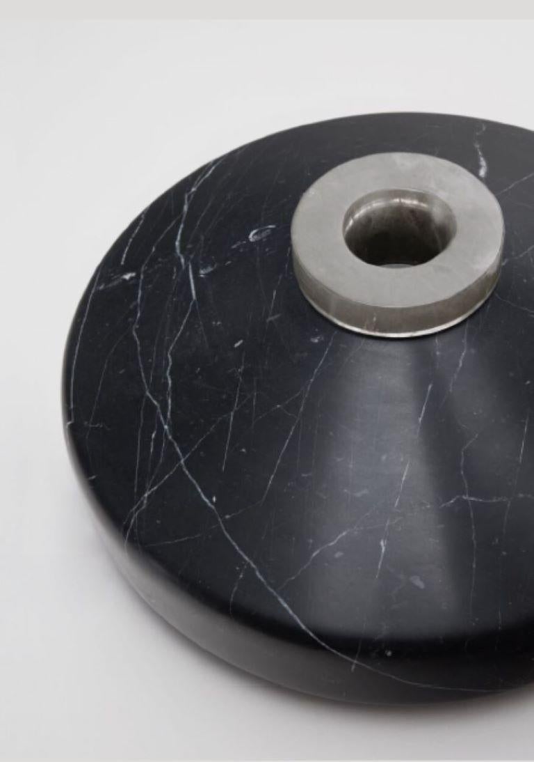 Black Marble Bottle Form Vase with Mocha Rock Crystal Accent by Gilles ...