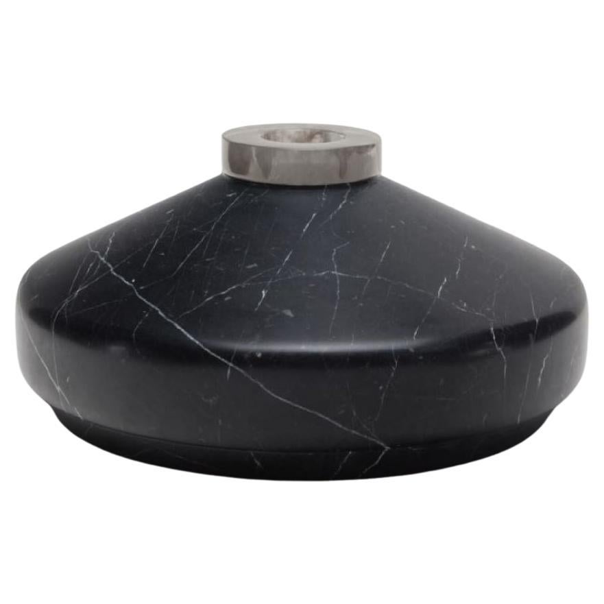 Black Marble Bottle Form Vase with Mocha Rock Crystal Accent by Gilles ...