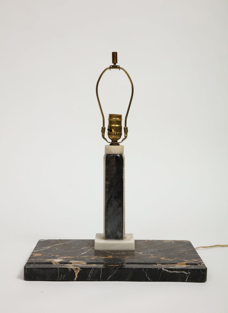 Black Marble Desk Lamp with Black String Shade For Sale at 1stDibs