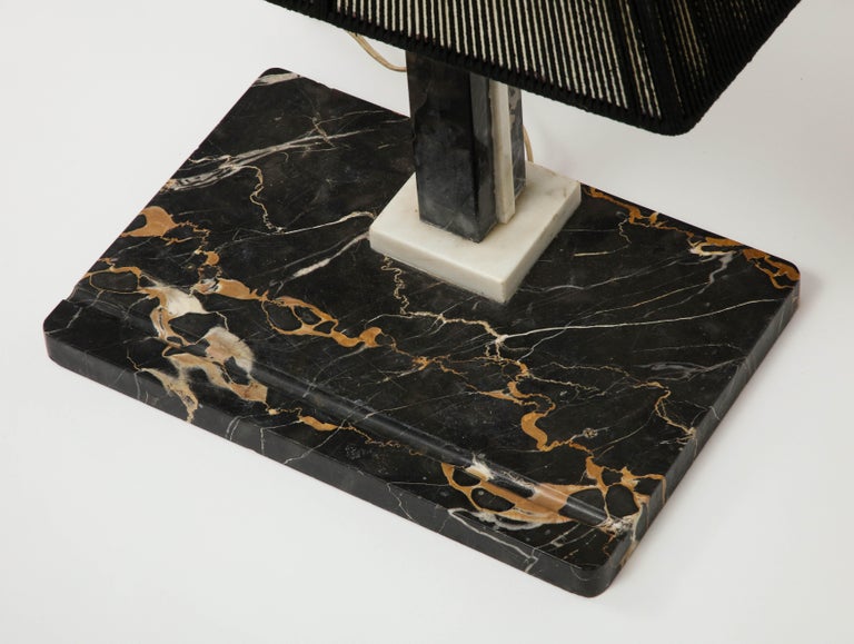 Black Marble Desk Lamp with Black String Shade For Sale at 1stDibs