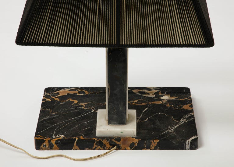 Black Marble Desk Lamp with Black String Shade For Sale at 1stDibs