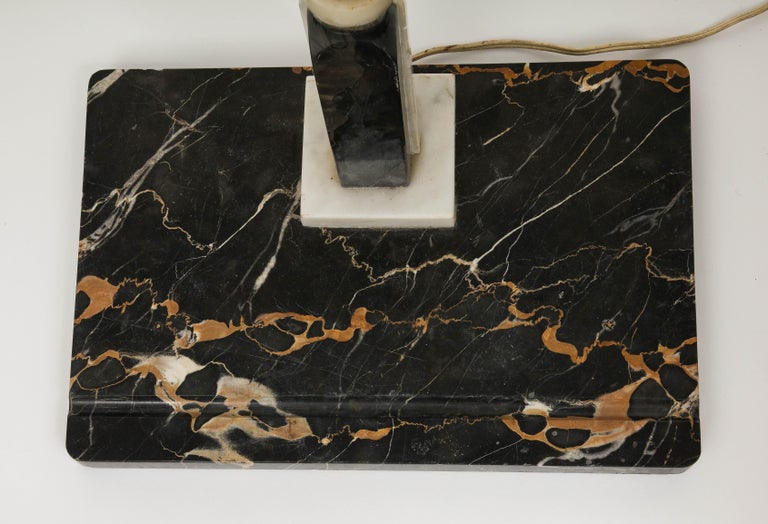 Black Marble Desk Lamp with Black String Shade For Sale at 1stDibs