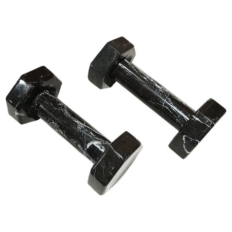 Black Marble Dumbbell Set For Sale at 1stDibs