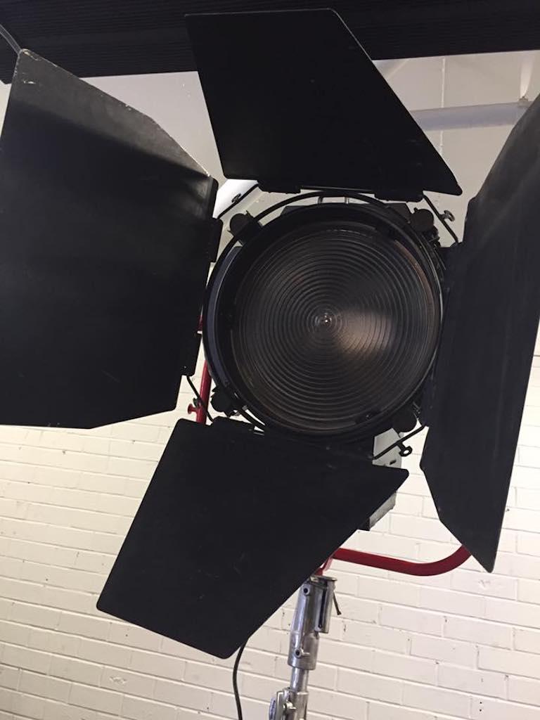 Black Matt Vintage Movie Light Floor Lamp with Red Metal Feature For ...