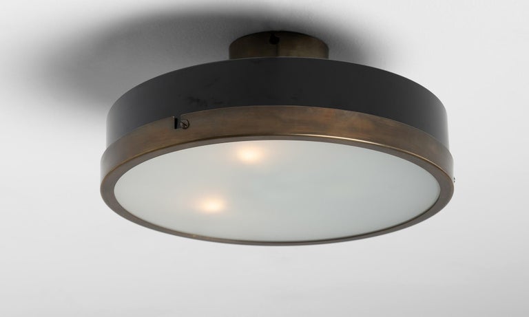 Black Metal and Satin Glass Ceiling Mount, Made in Italy For Sale at ...