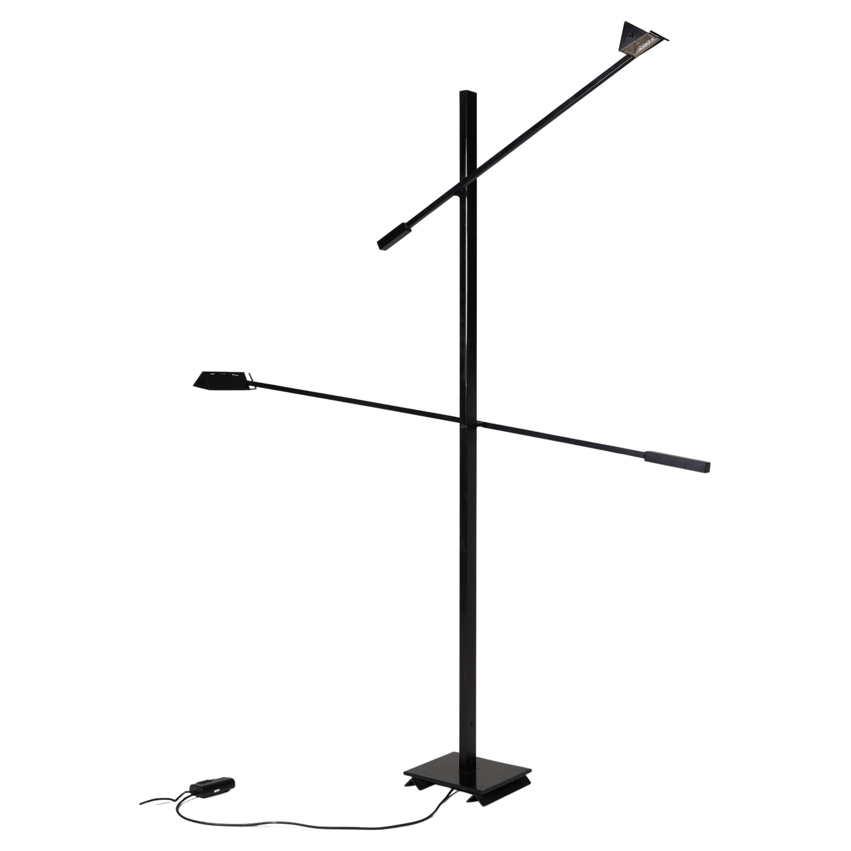 Black metal floor lamp Michel Séné For Sale at 1stDibs