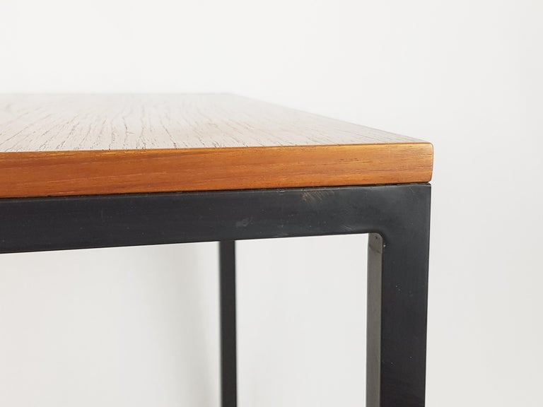 Black Metal and Teak Wood Mid-Century Modern Small Serving Table on ...