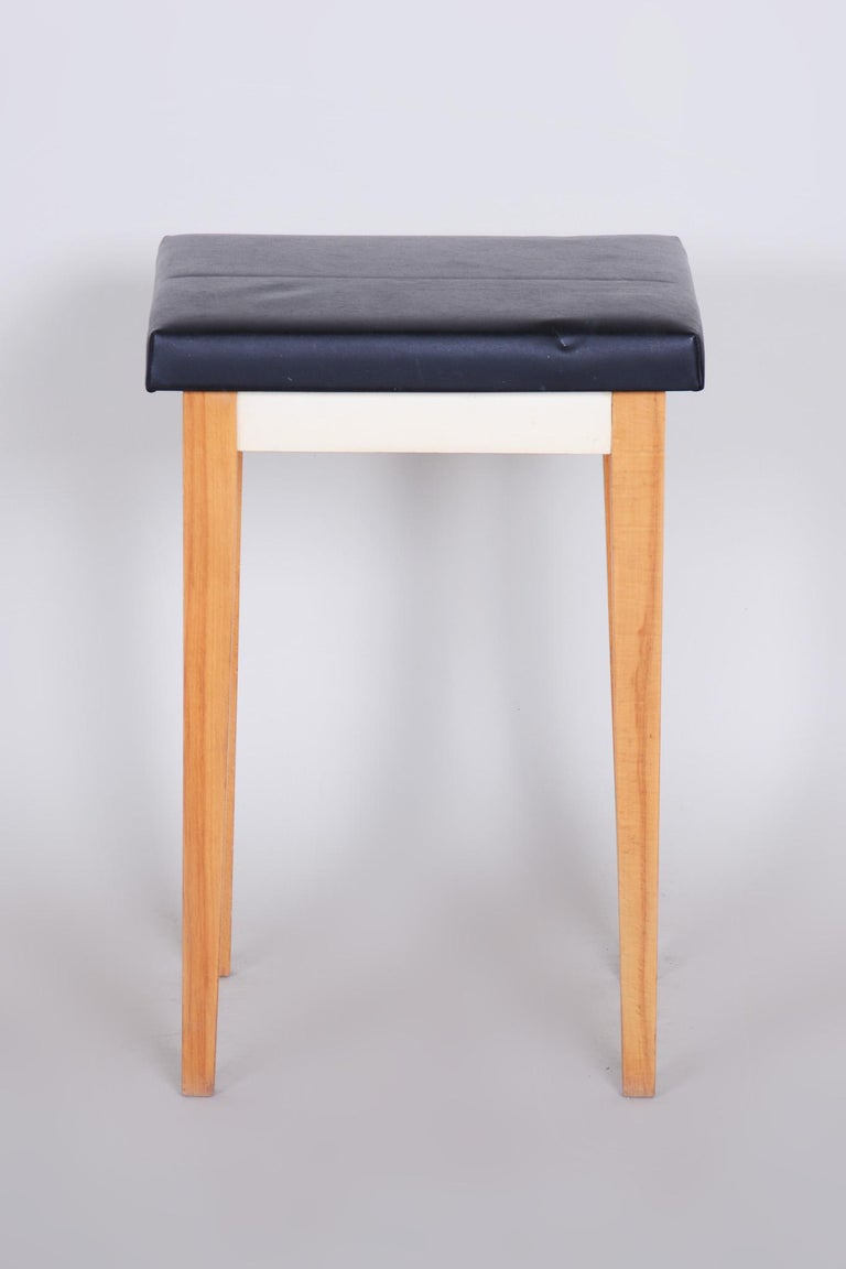 Black Midcentury Beech Stool, 1950s, Original Preserved Condition For ...