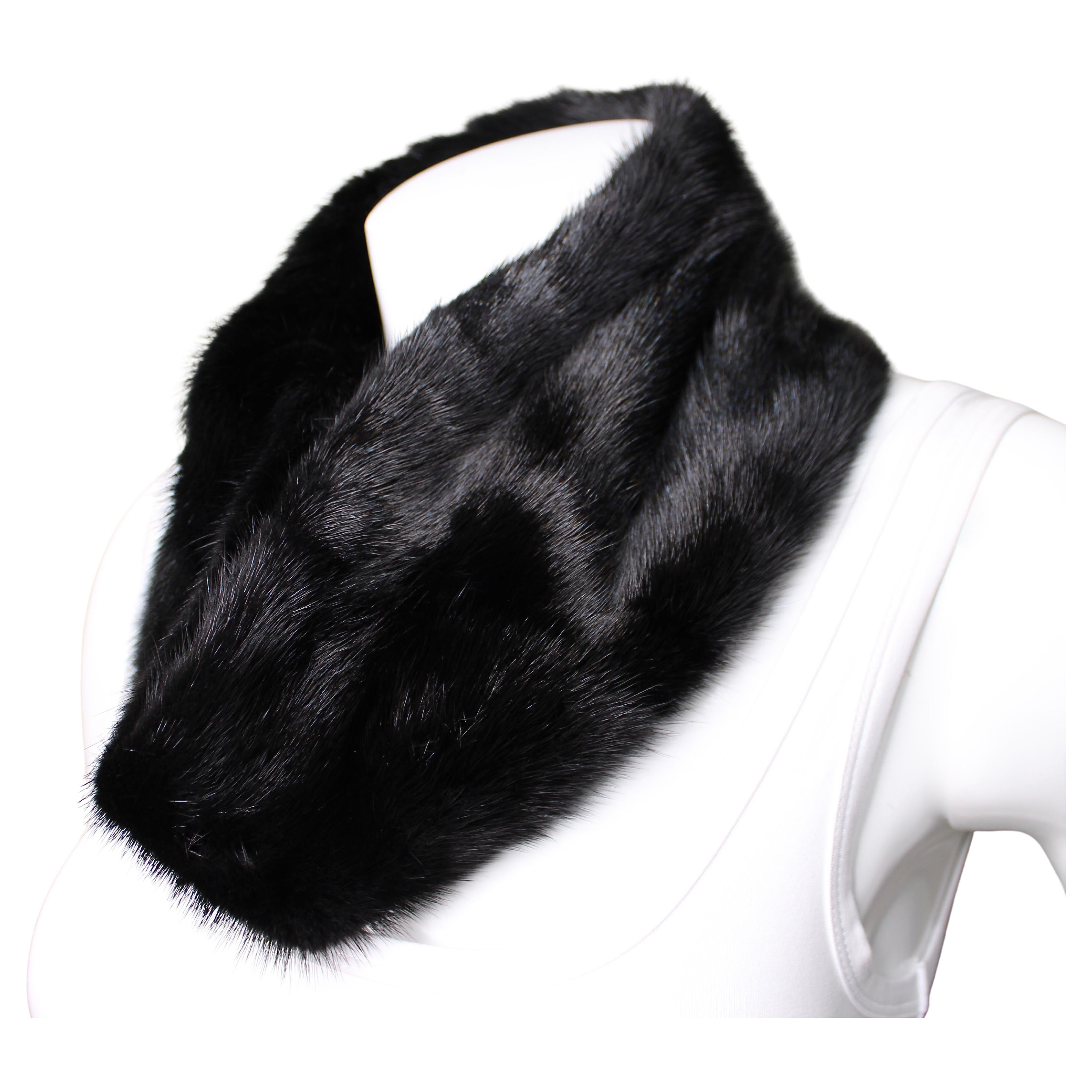 Black Mink Fur Infinity Cowl With Silk Lining circa Mid-Century For ...