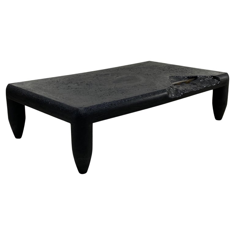 Black Modern/Contemporary Blackened Resin Composite Steel Coffee Table ...