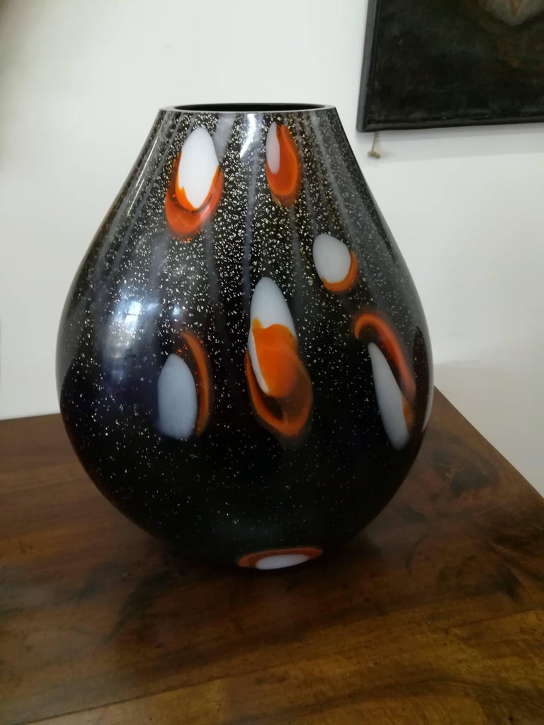 Black Modern Murrine Blown Glass Vase For Sale at 1stDibs