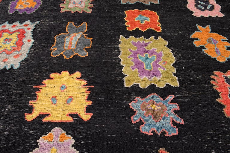 Black Modern Turkish Handmade Wool Rug For Sale at 1stDibs