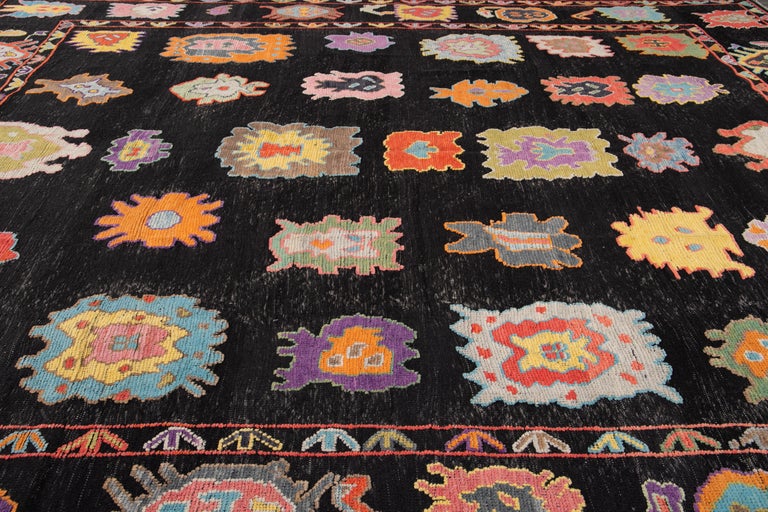 Black Modern Turkish Handmade Wool Rug For Sale at 1stDibs