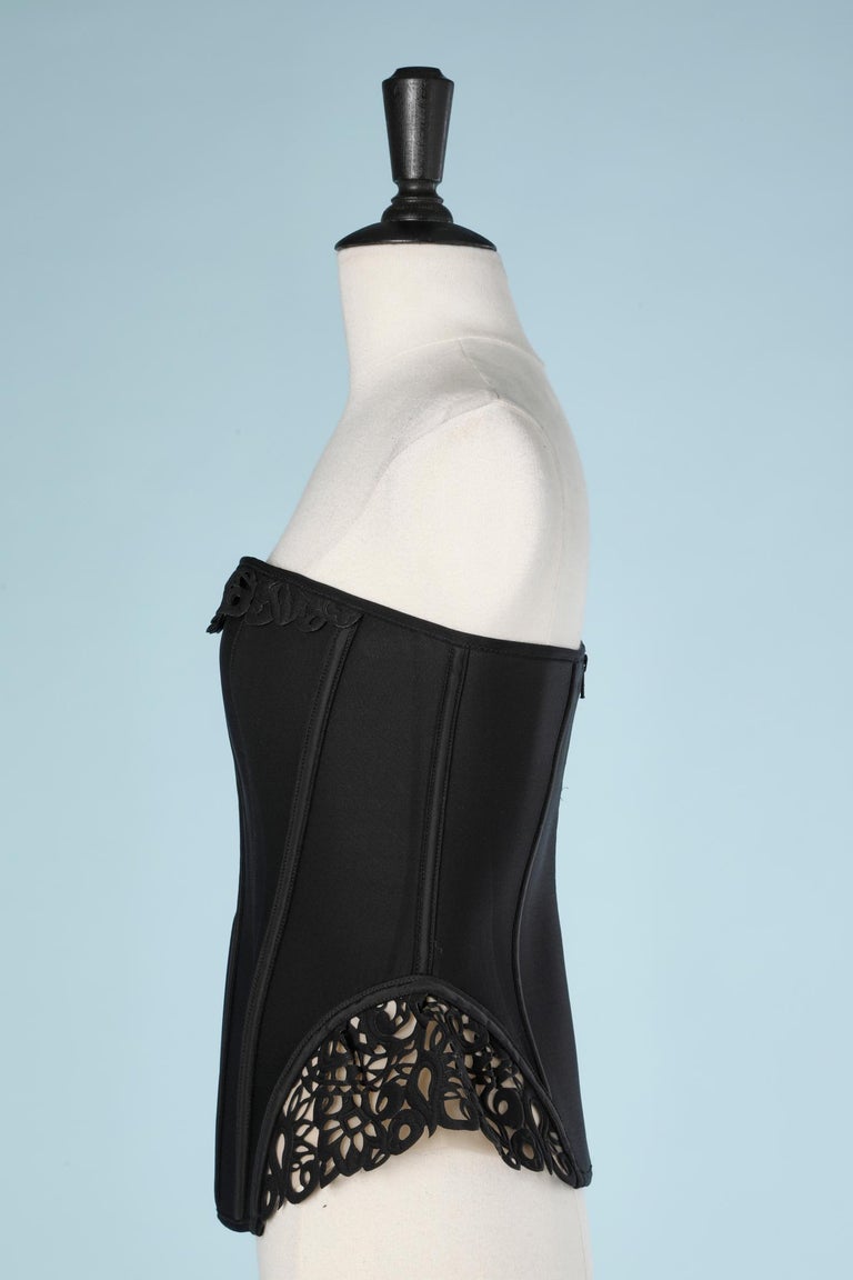 Black neoprene bustier with lazer cut "Oh my corset " For Sale at 1stDibs