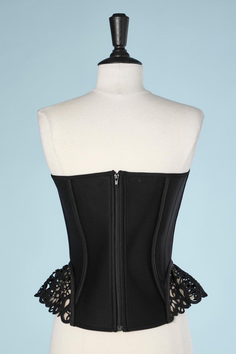 Black neoprene bustier with lazer cut "Oh my corset " For Sale at 1stDibs