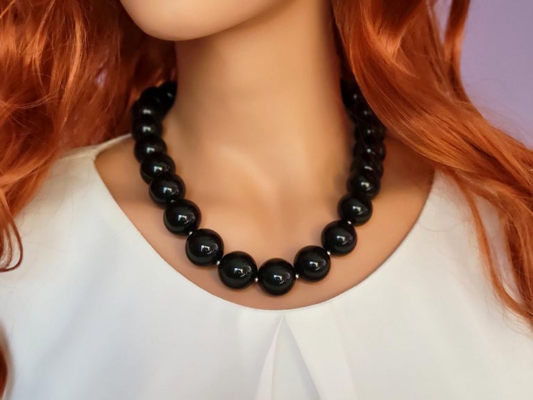 Black Obsidian Necklace with Black Onyx Intaglio Cameo Clasp For Sale ...