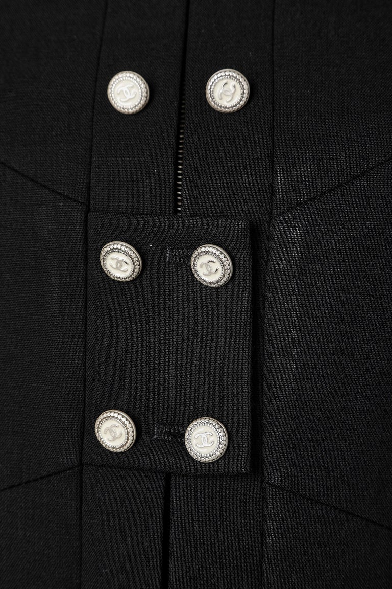 Black officier's style jacket with double row of buttons Chanel For ...