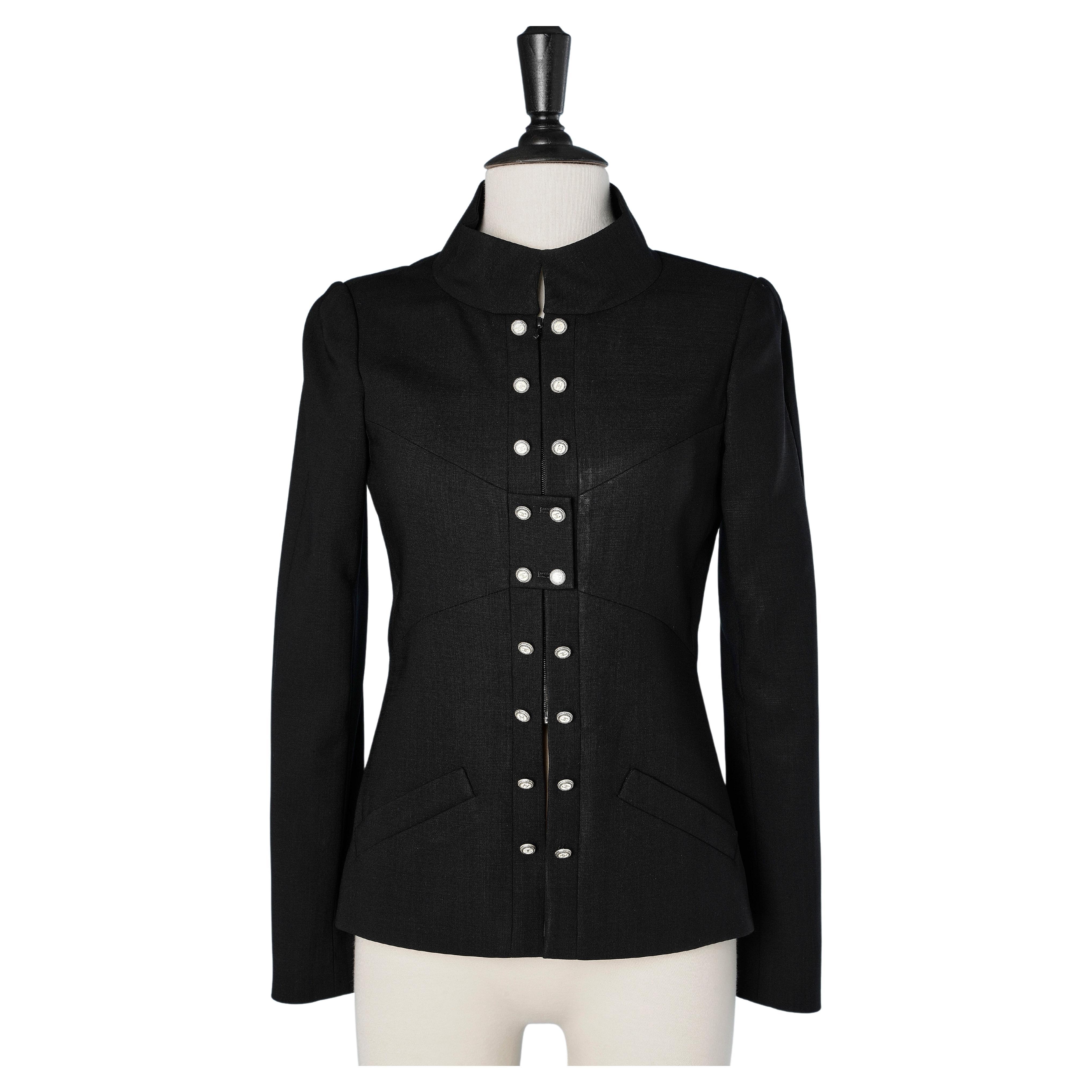 Black officier's style jacket with double row of buttons Chanel For ...