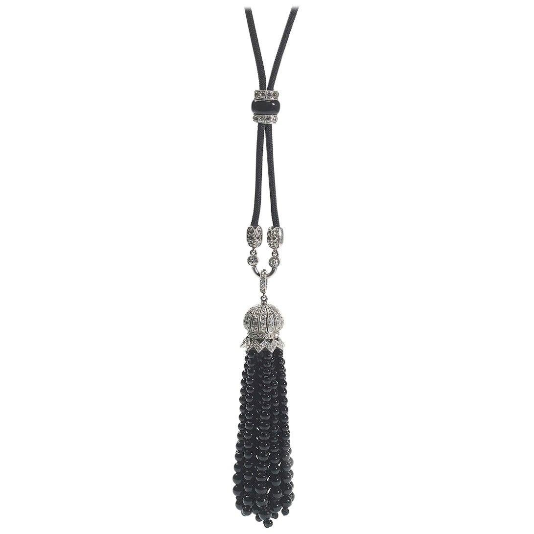 Black Diamond Bead Necklace at 1stDibs