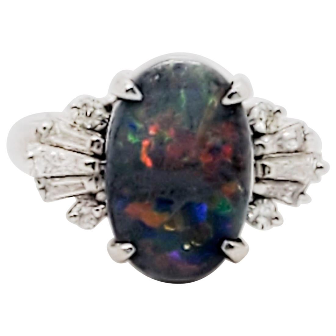 Black Opal Platinum Ring at 1stDibs | black platinum ring
