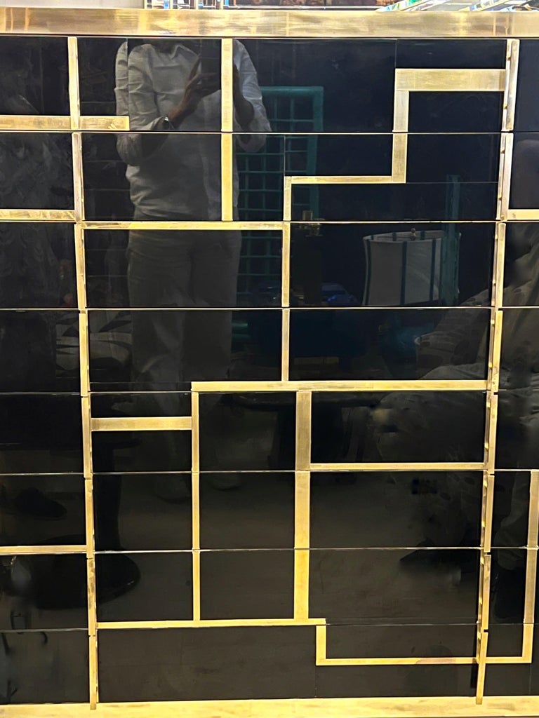 Black Opaline Glass High Chest with Brass and Gold Opaline Glass ...