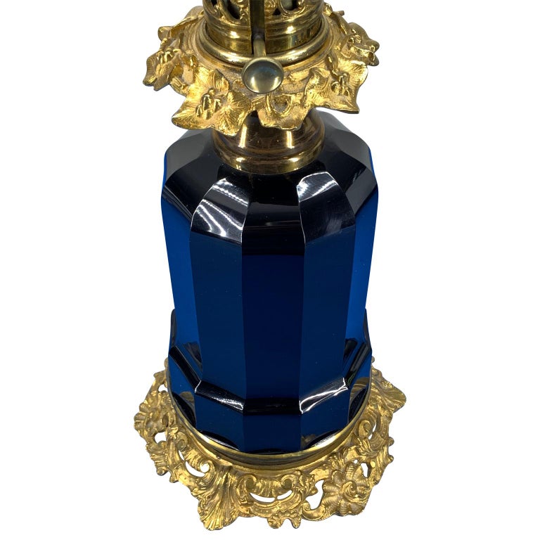 French 19th Century Black Opaline Table Lamp On A Ormolu Gilt Base For ...