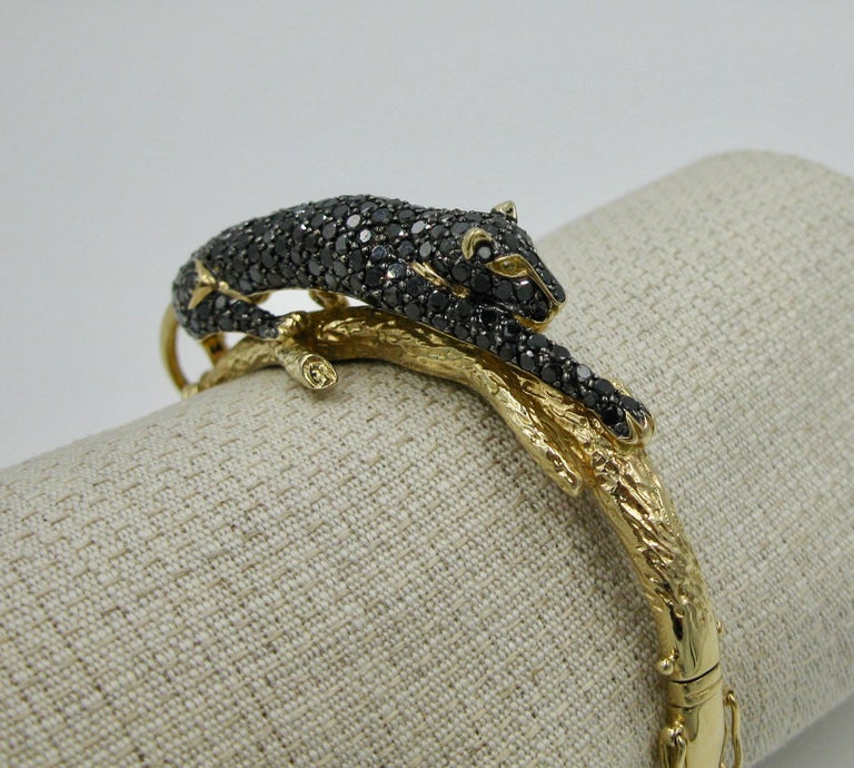 Black Panther Leopard Bracelet Black Diamond 14 Karat Gold at 1stDibs ...
