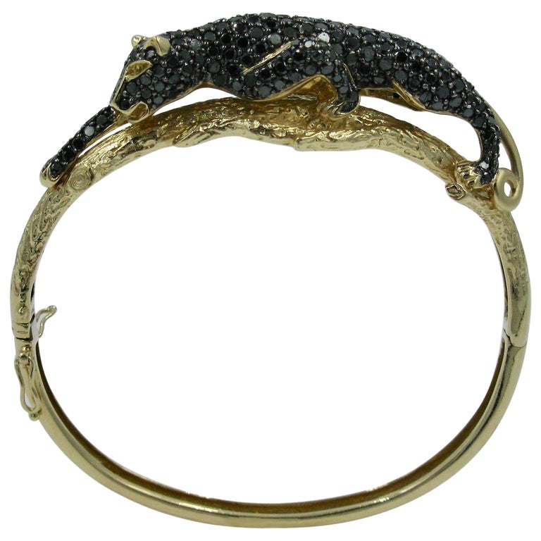 Black Panther Leopard Bracelet Black Diamond 14 Karat Gold at 1stDibs ...