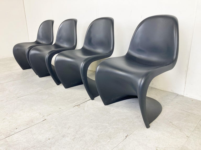 Black Panton Dining Chairs, Set of 4 For Sale at 1stDibs