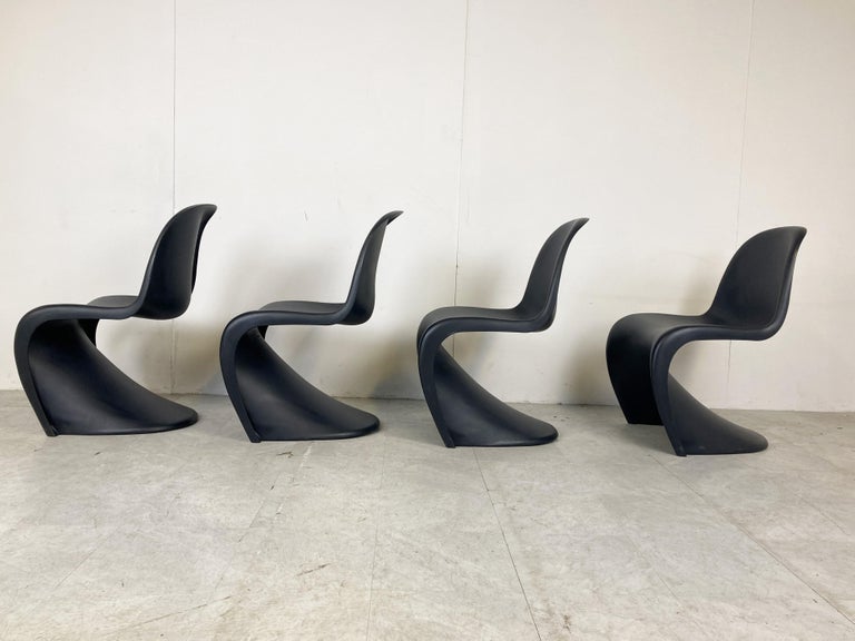 Black Panton Dining Chairs, Set of 4 For Sale at 1stDibs