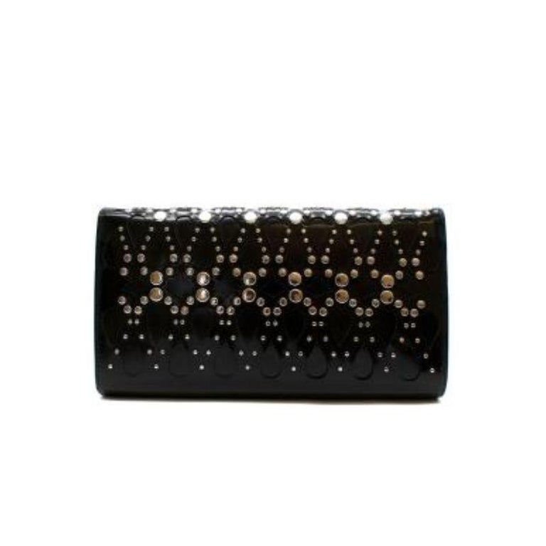 Black Patent Leather Studded Clutch For Sale at 1stDibs