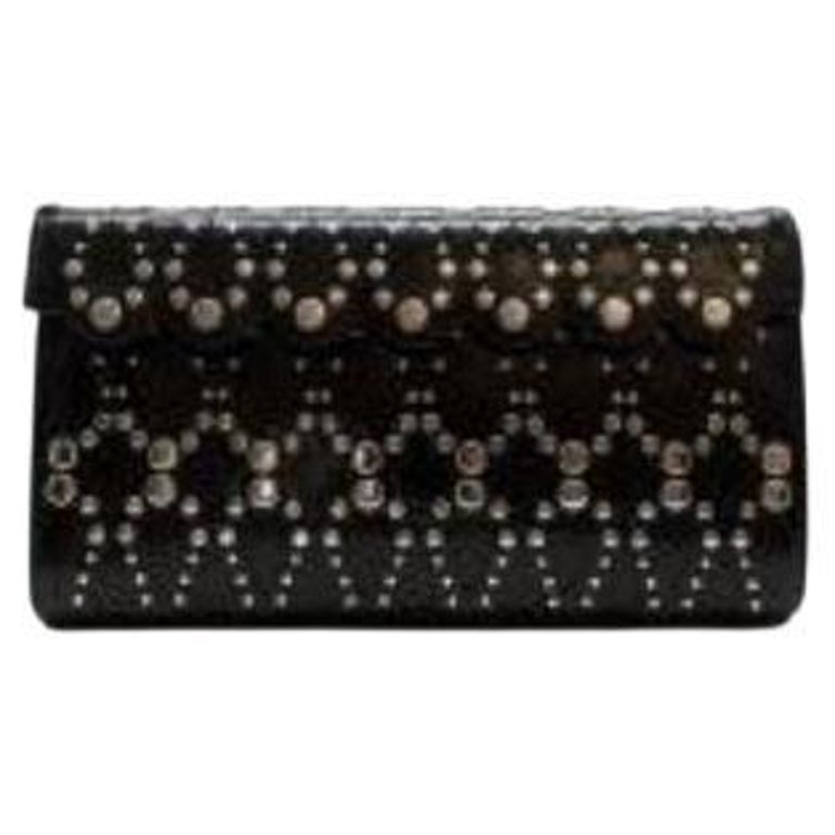 Black Patent Leather Studded Clutch For Sale at 1stDibs