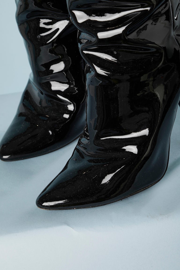 Black patent leather wader boots Saint Laurent For Sale at 1stDibs