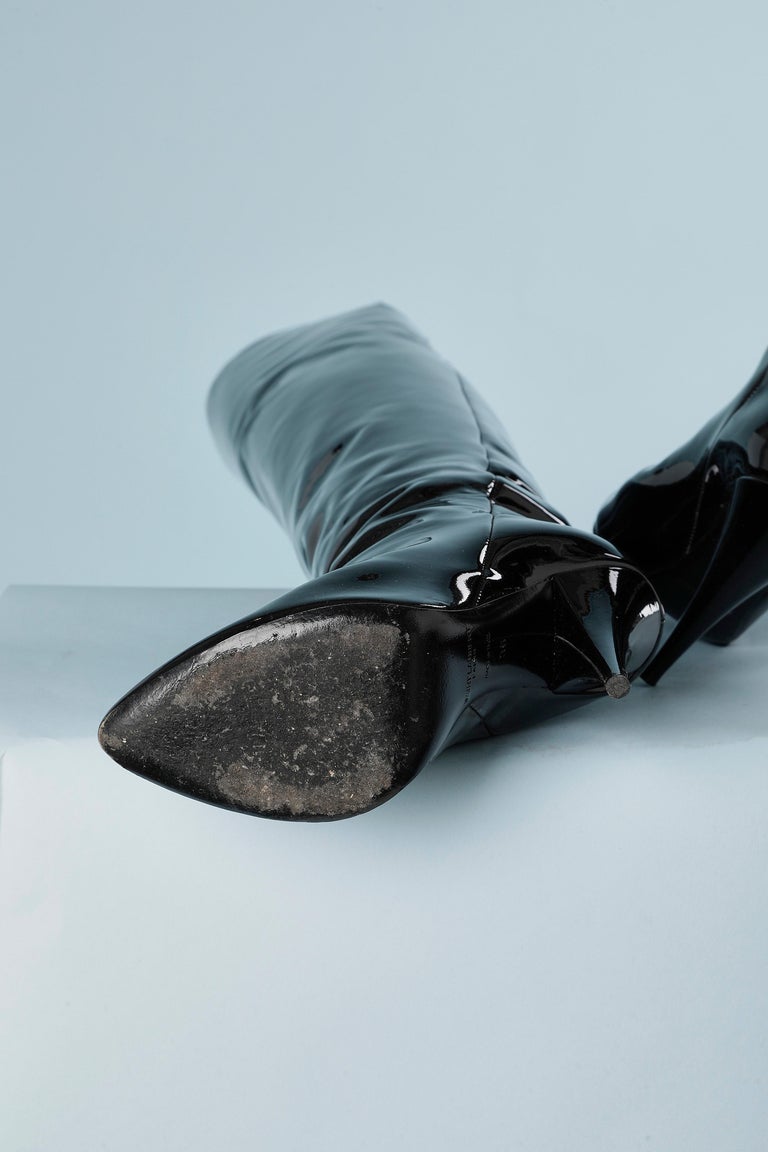 Black patent leather wader boots Saint Laurent For Sale at 1stDibs