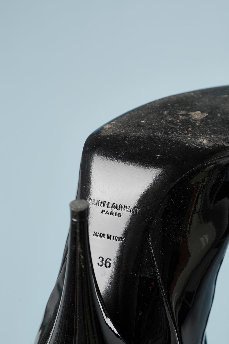Black patent leather wader boots Saint Laurent For Sale at 1stDibs