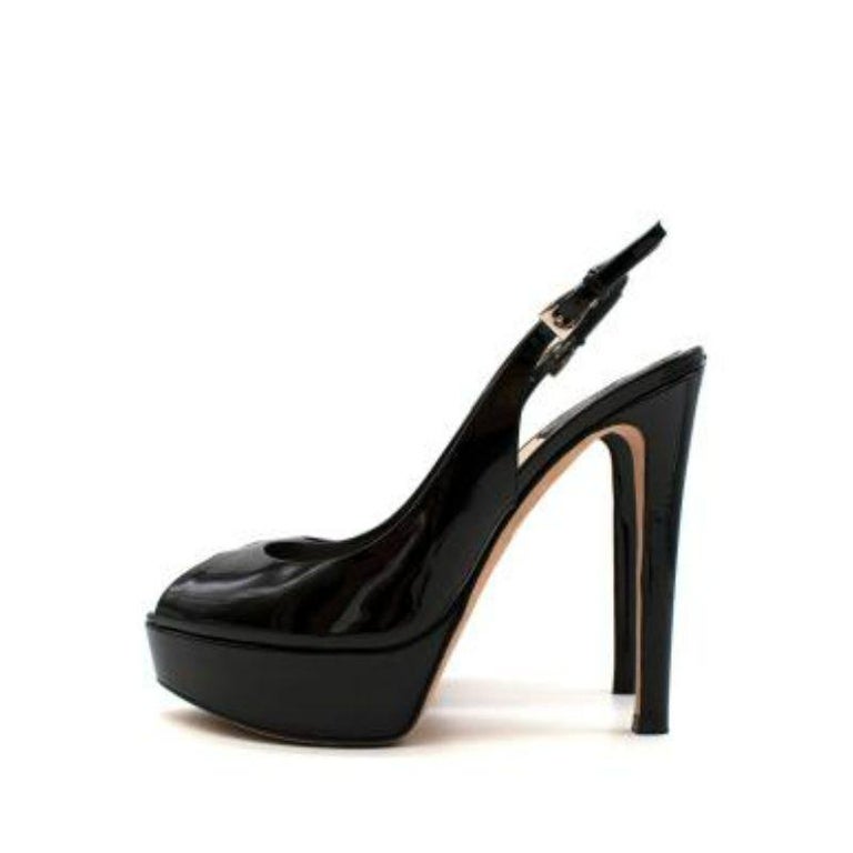 Black Patent Platform Slingbacks For Sale at 1stDibs