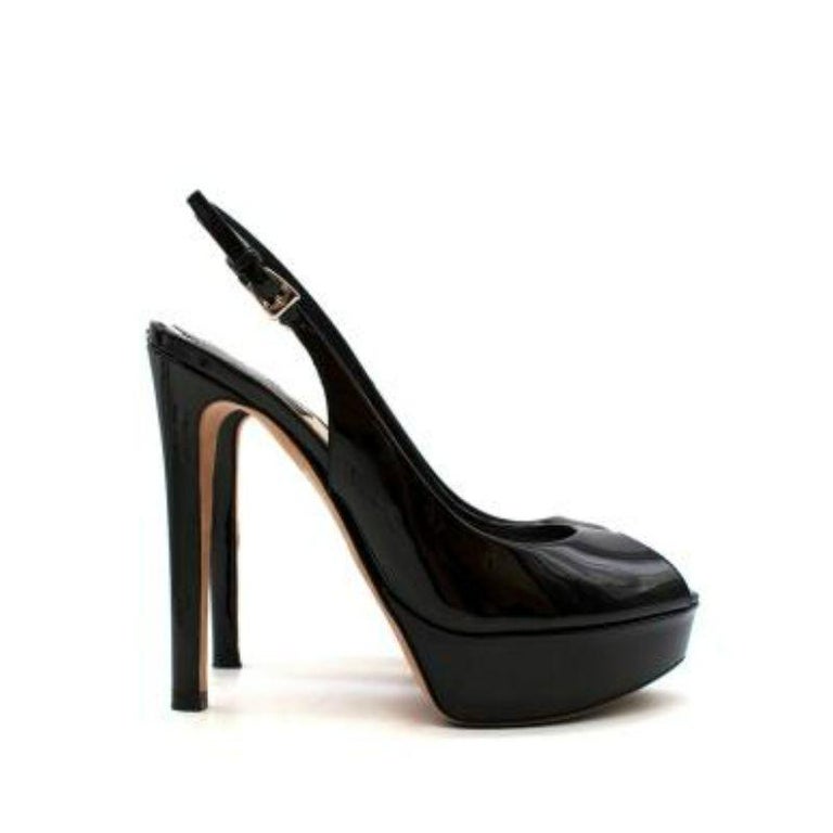 Black Patent Platform Slingbacks For Sale at 1stDibs