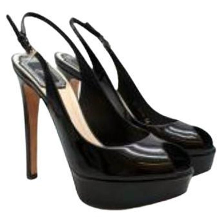 Black Patent Platform Slingbacks For Sale at 1stDibs